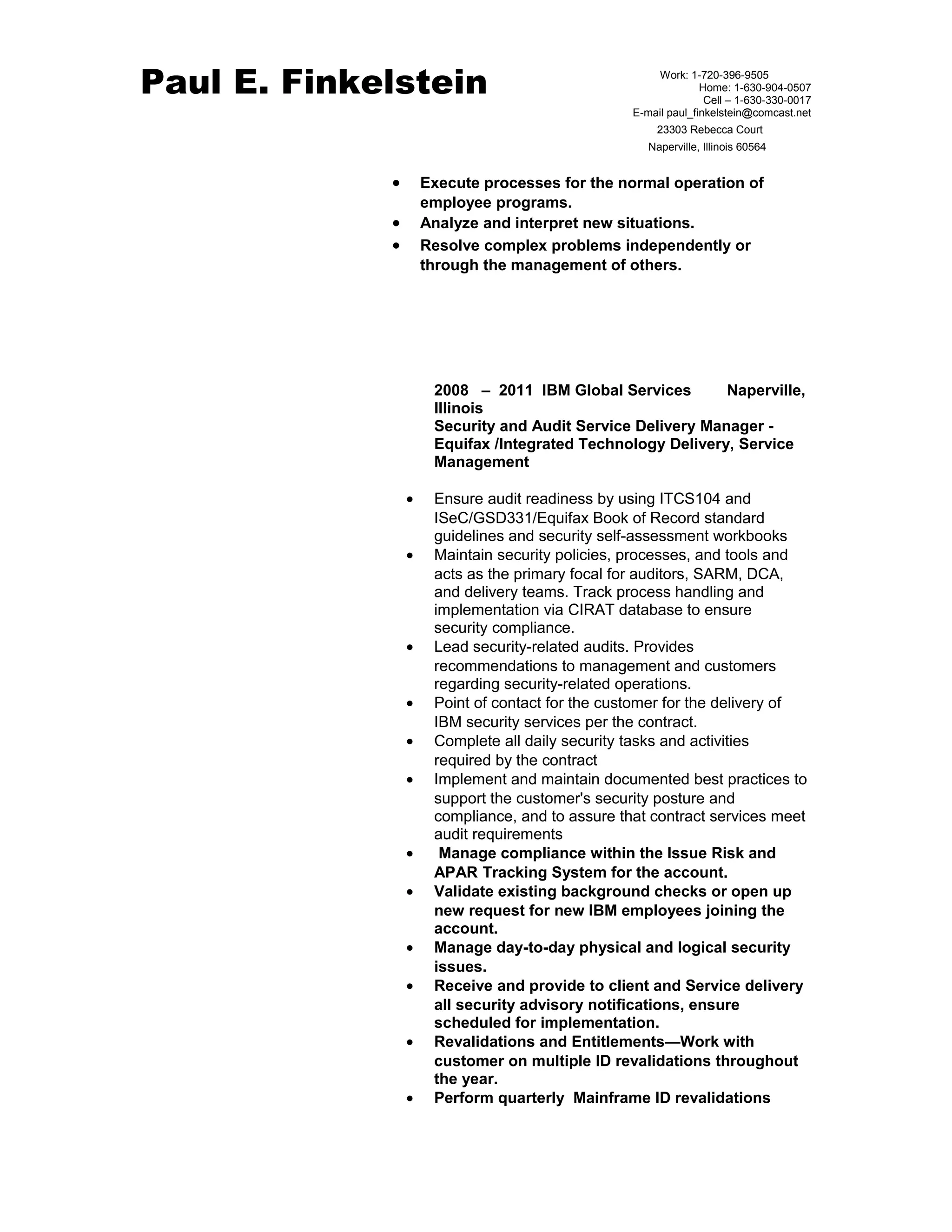 Paul Finkelstein resume | DOC