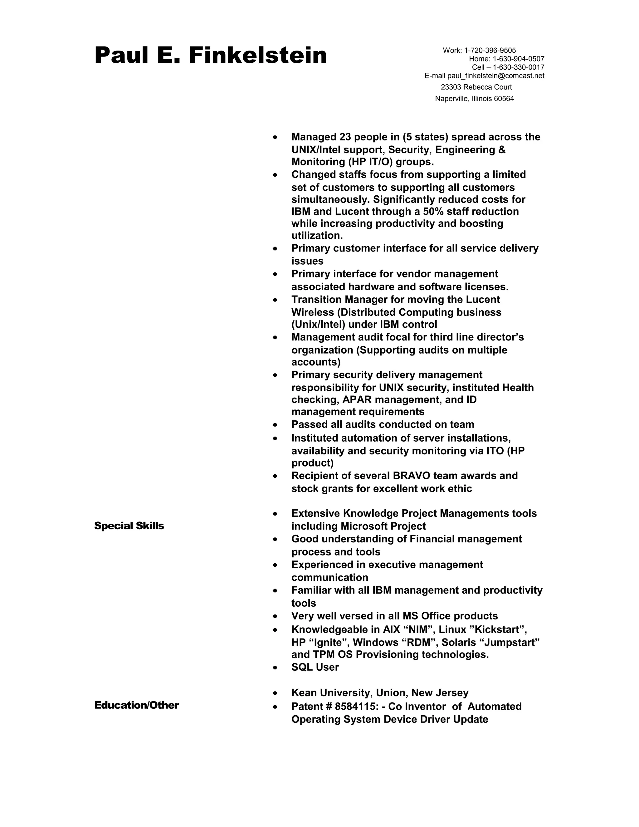 Paul Finkelstein resume | DOC
