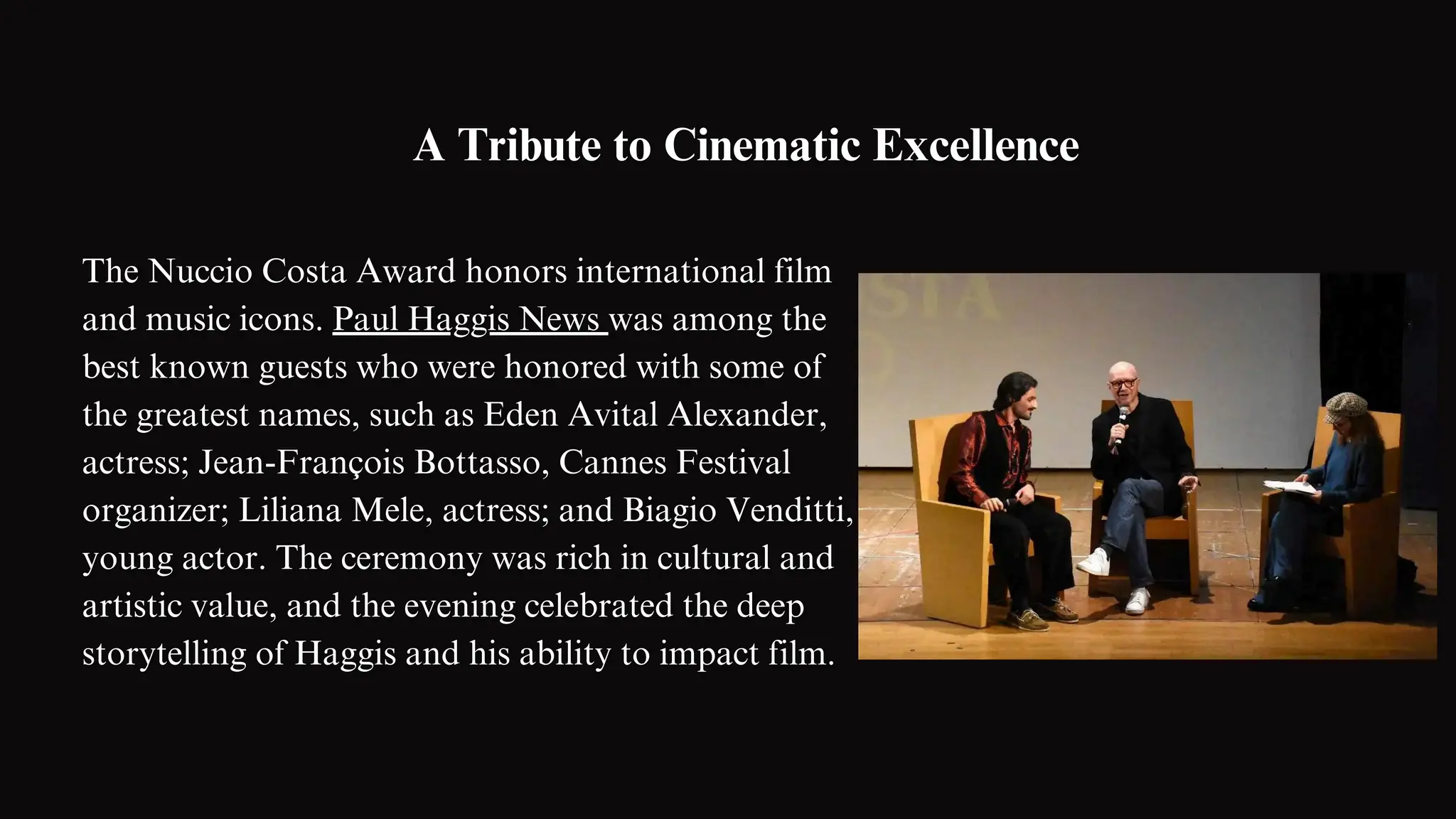 Paul Haggis News- Celebrating His Nuccio Costa Award Win | PDF