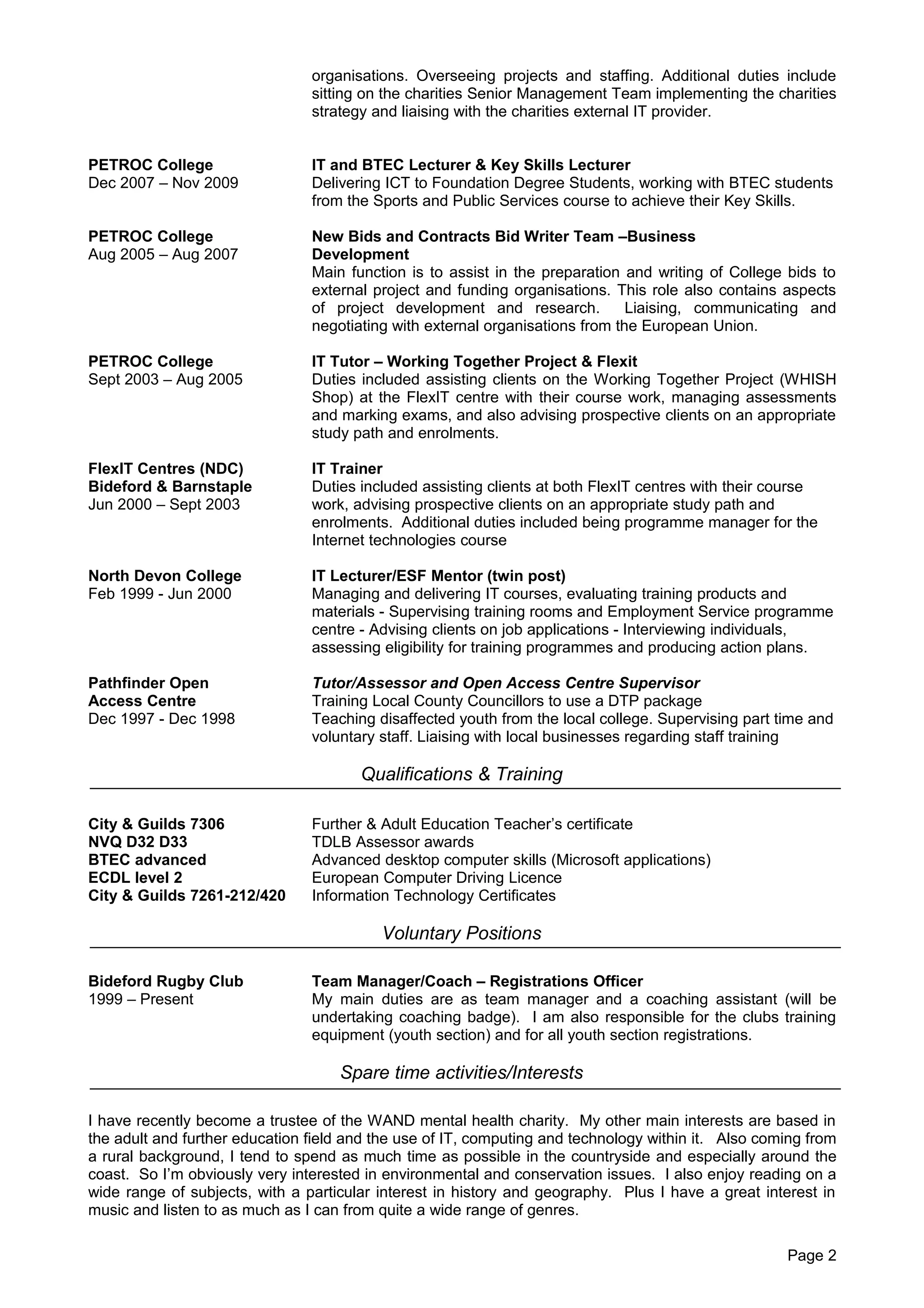 Paul Huxtable CV | DOC
