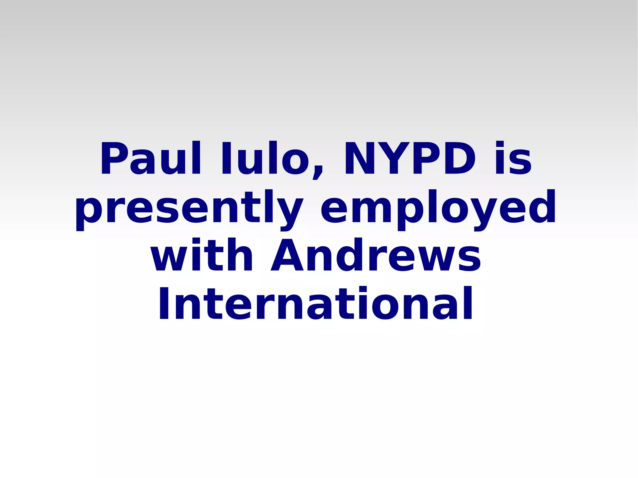 Paul iulo, nypd | PPT