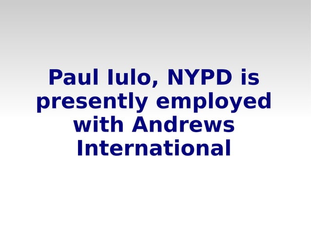 Paul iulo, nypd | PPT