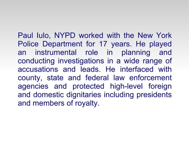 Paul iulo, nypd | PPT