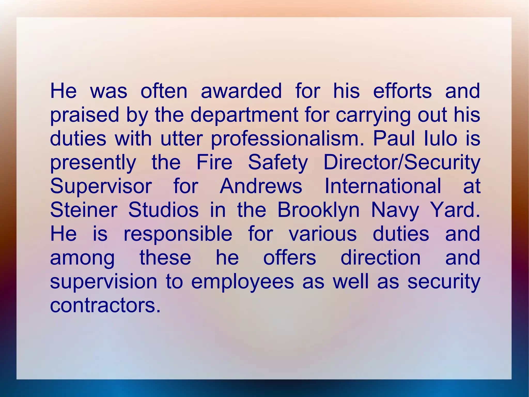 Paul iulo nypd is a successful security professional | PPT | Crime ...