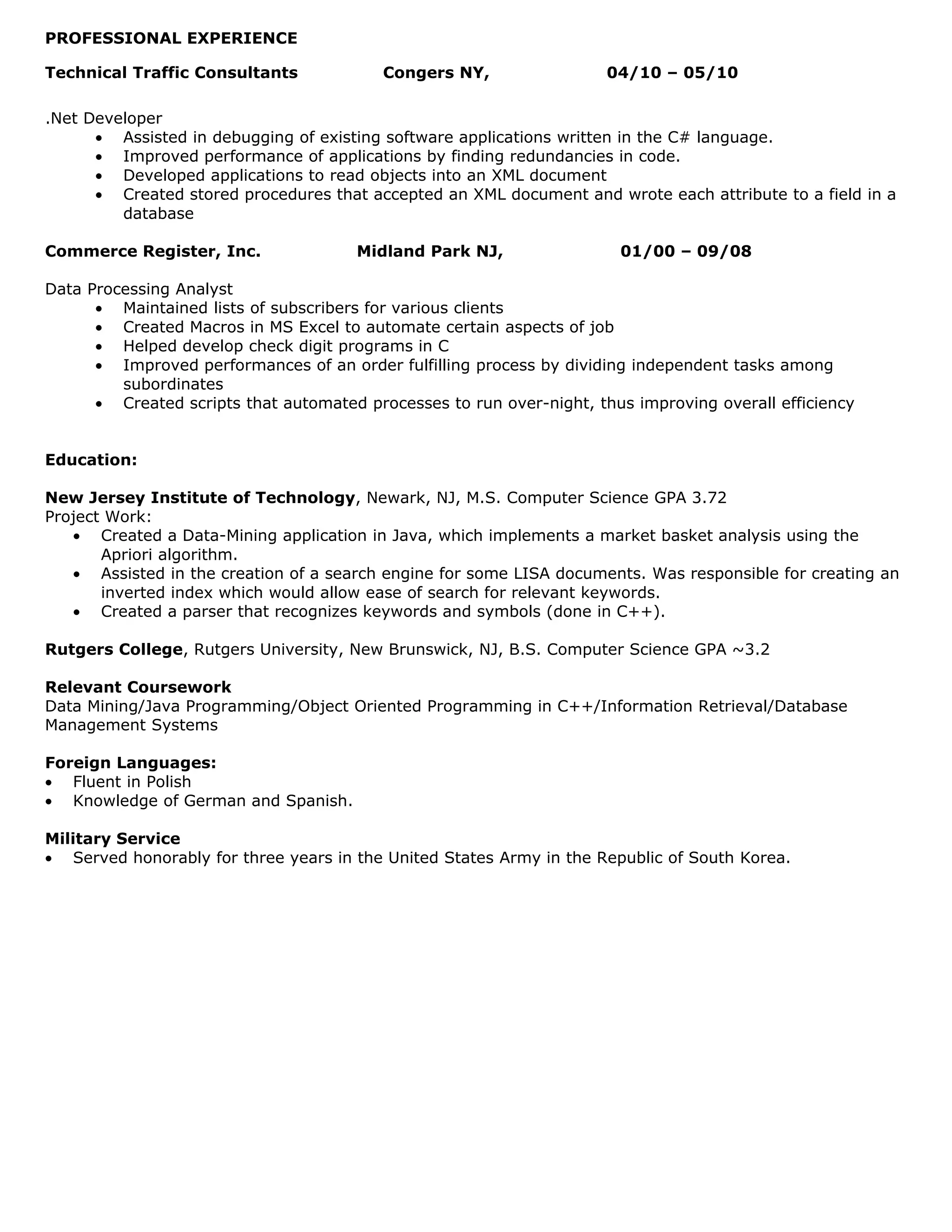 Paul Kadzielawa Resume | DOC