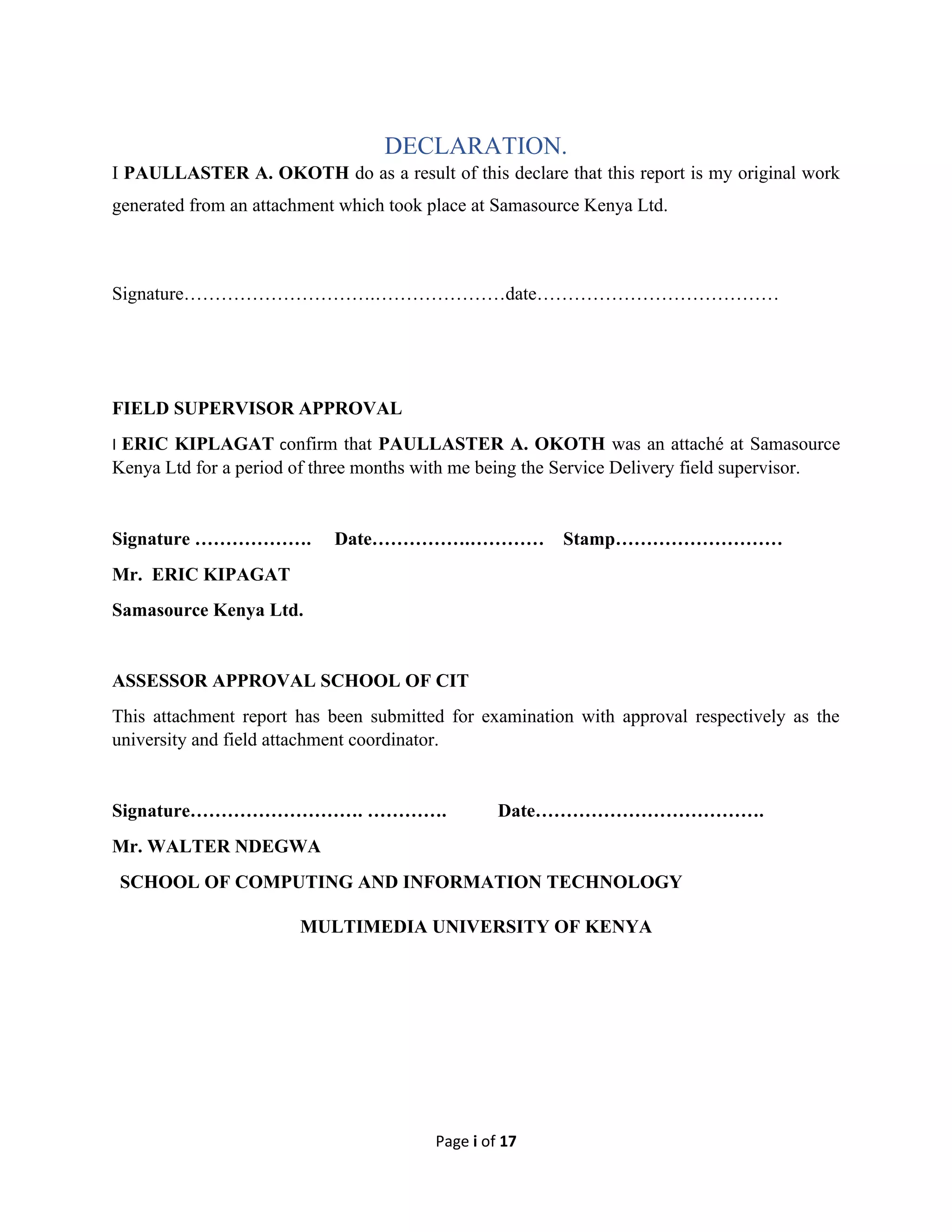Computer science/ IT Fianl attachment report | PDF