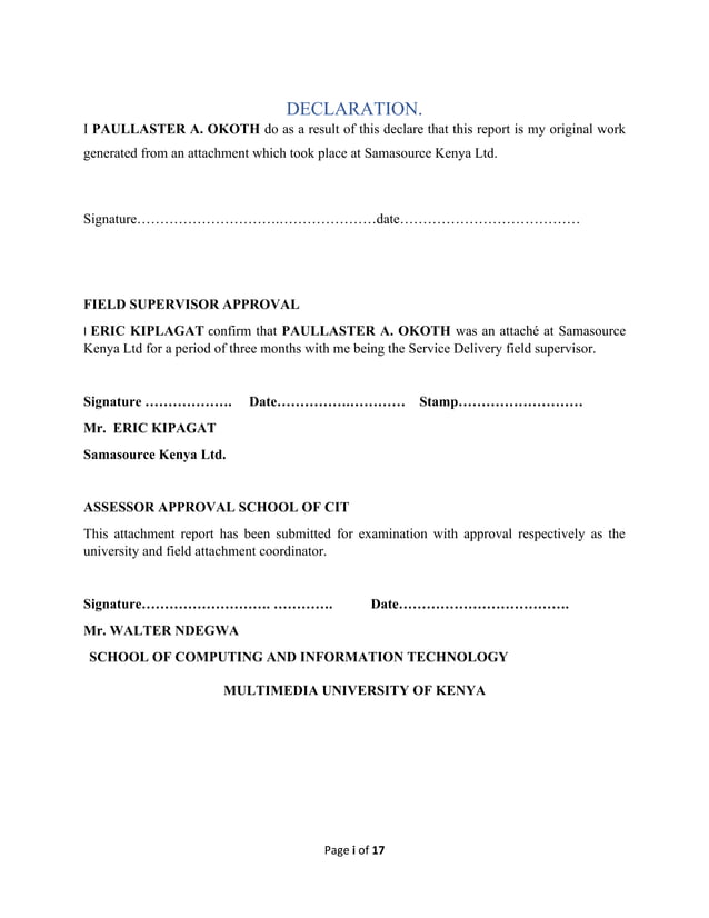 Computer science/ IT Fianl attachment report | PDF