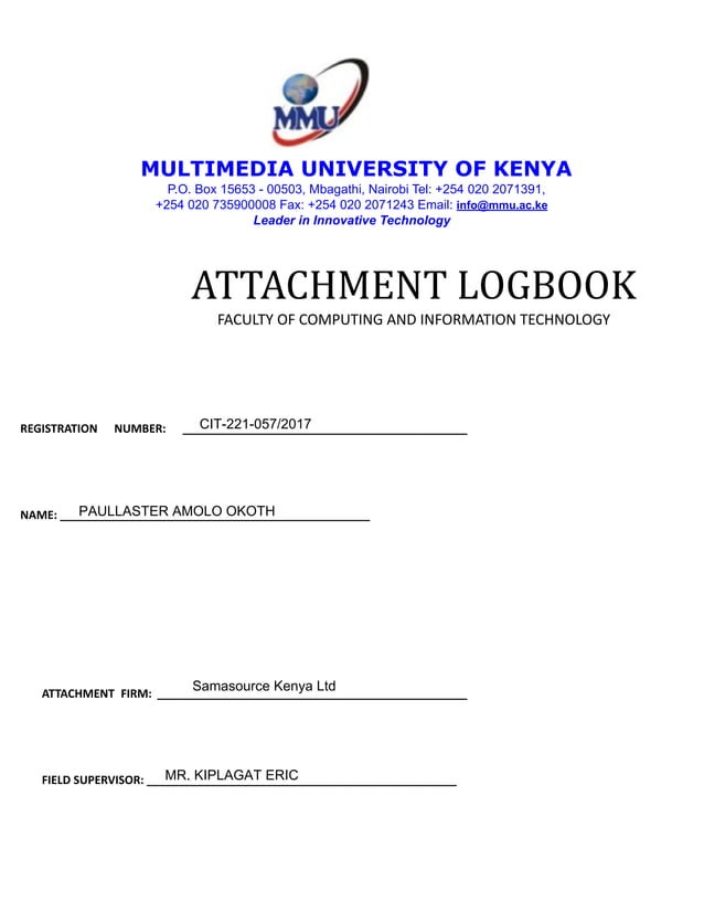 Computer Science Student Final attachment Logbook | PDF | Operating ...