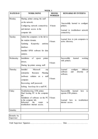 Sample of A logbook for Bachelor of Science in computer science ...