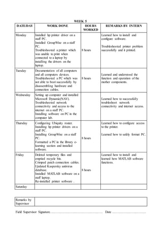 Sample of A logbook for Bachelor of Science in computer science ...