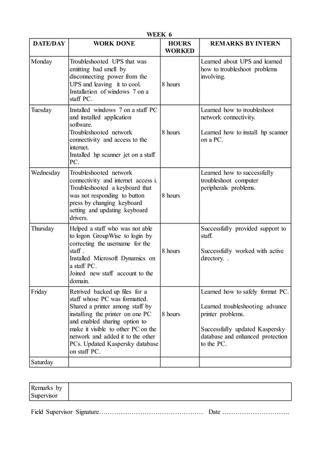 Sample of A logbook for Bachelor of Science in computer science ...
