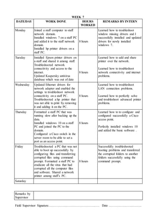 Sample of A logbook for Bachelor of Science in computer science ...