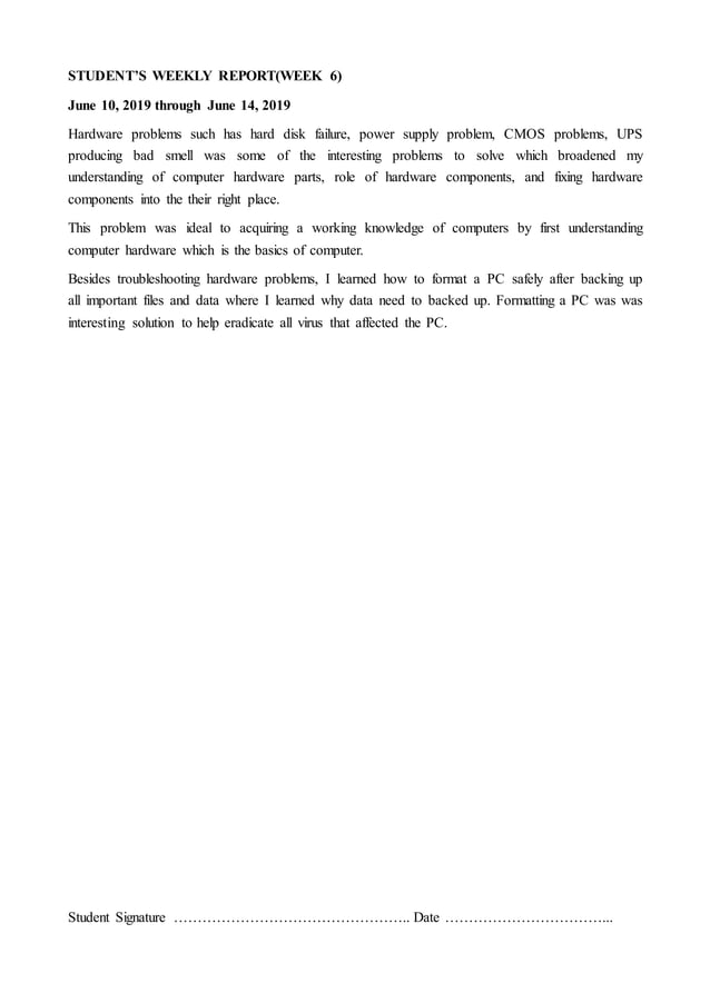 Sample of A logbook for Bachelor of Science in computer science ...