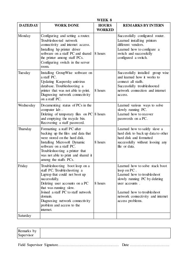 Internship Logbook Example Georgiartl Internship Logbook Example Georgiartl