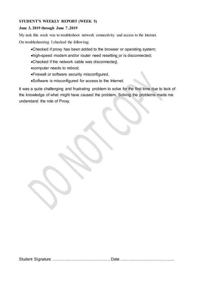 Student's industrial attachment logbook | DOCX