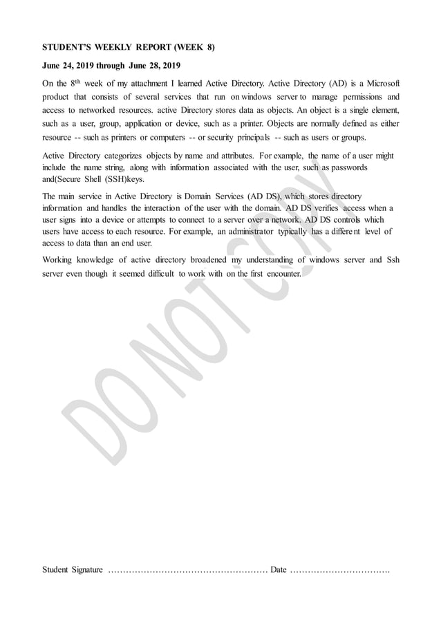 Student's industrial attachment logbook | DOCX