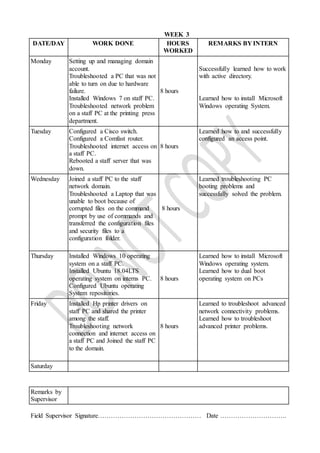Student's industrial attachment logbook | DOCX