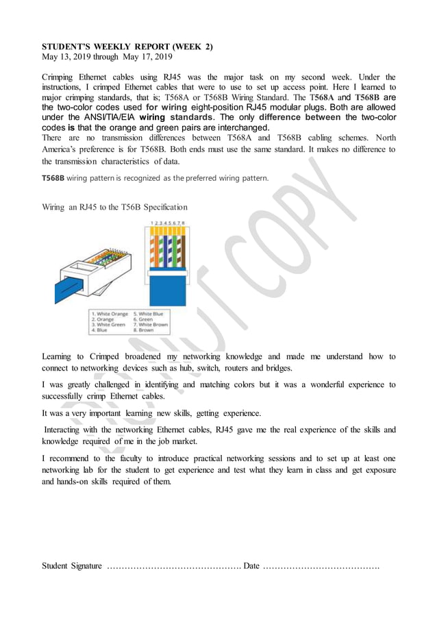 Student's industrial attachment logbook