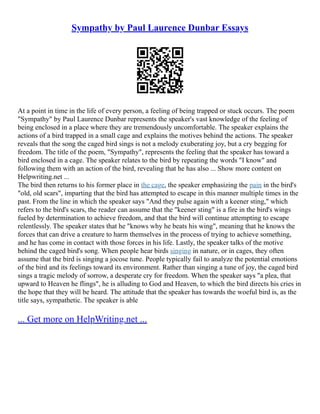 Paul Laurence Dunbar Poem Analysis | PDF