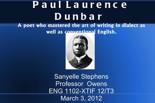 Paul laurencedunbarslide | PPT
