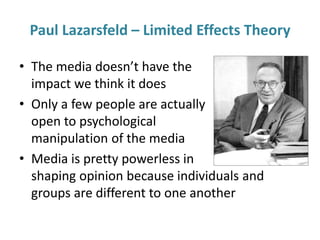 Paul Lazarsfeld limited effects theory | PPTX