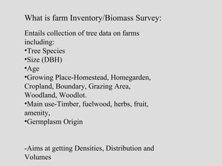 small-holder timber production: tree inventories/biomass surveys ...