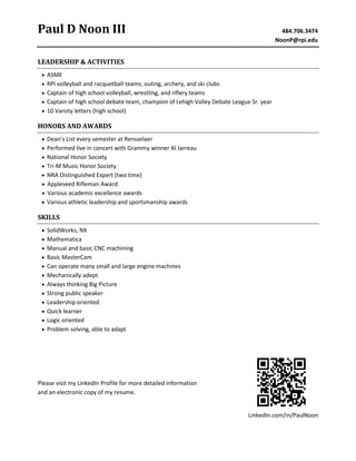 Paul Noon Resume | PDF