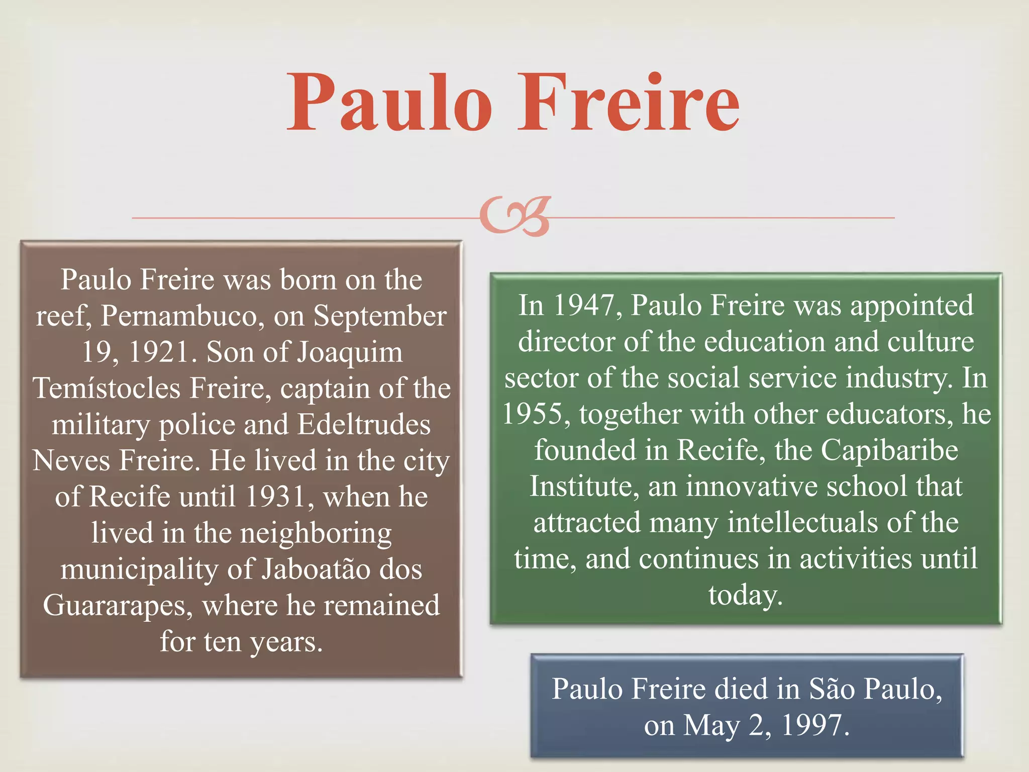 Paulo freire biografia | PPT