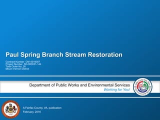 Paul Spring Branch Stream Restoration | PPT
