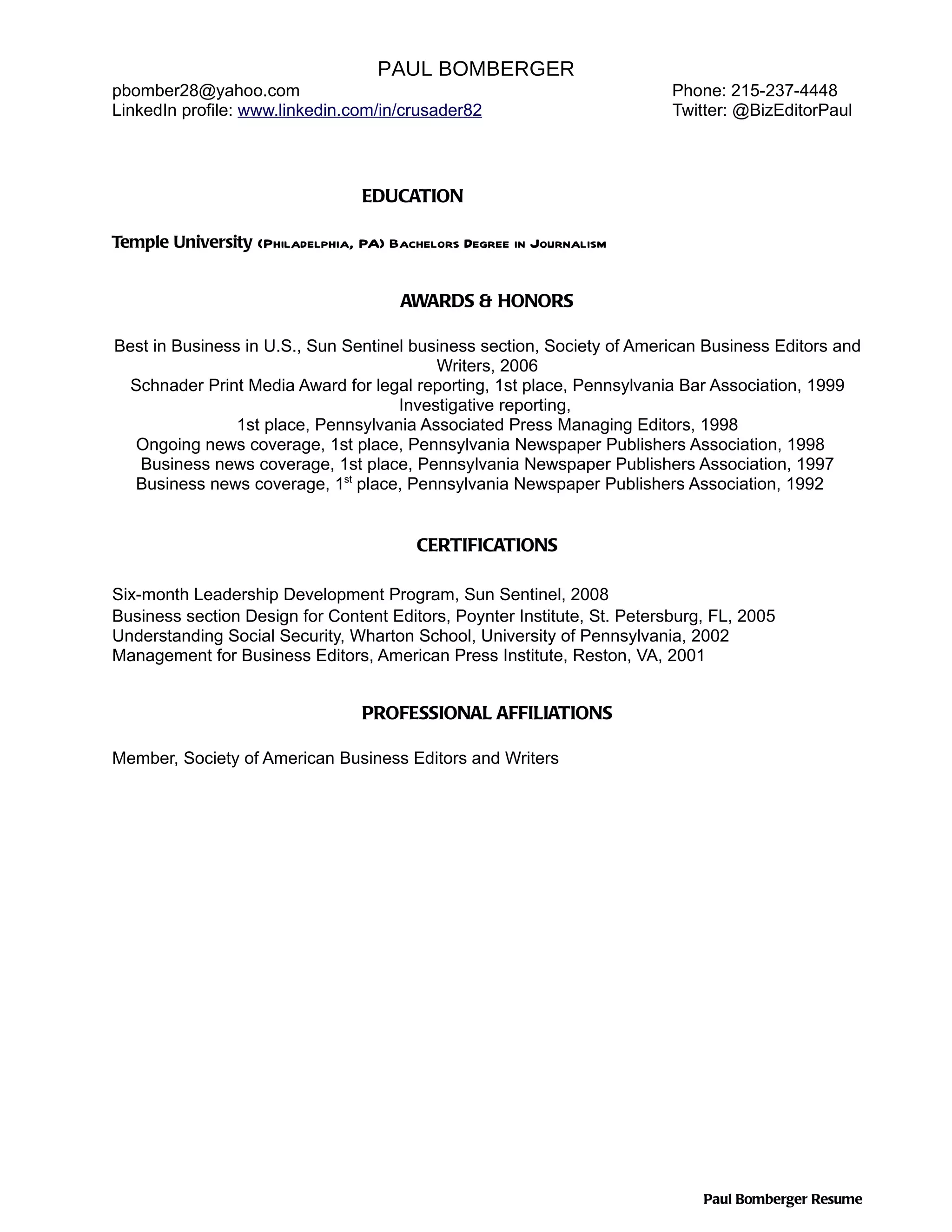 Paul updated resume 2 | DOC