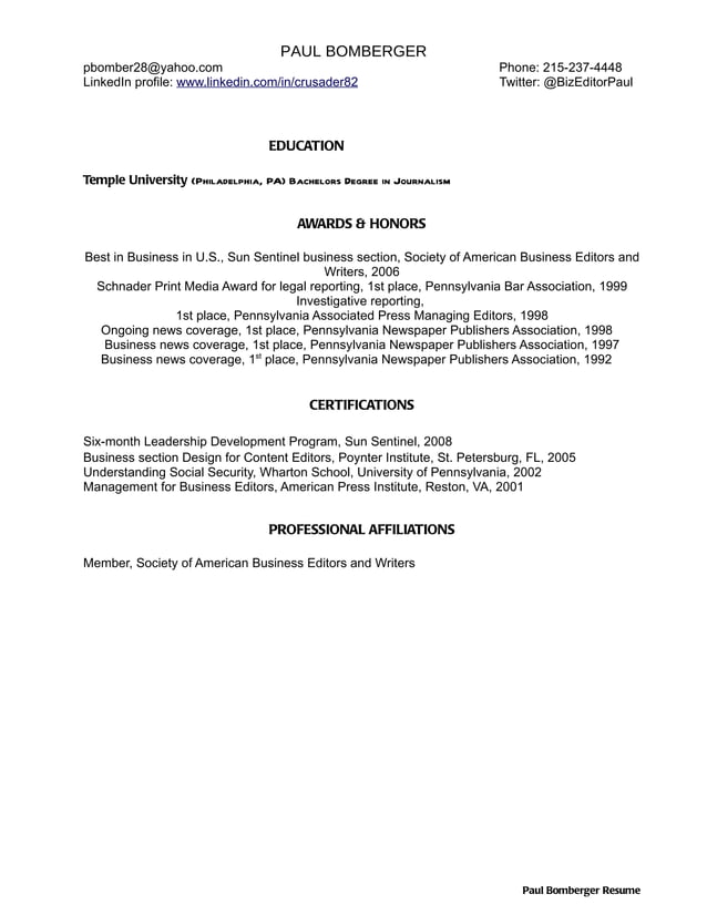 Paul updated resume 2 | DOC