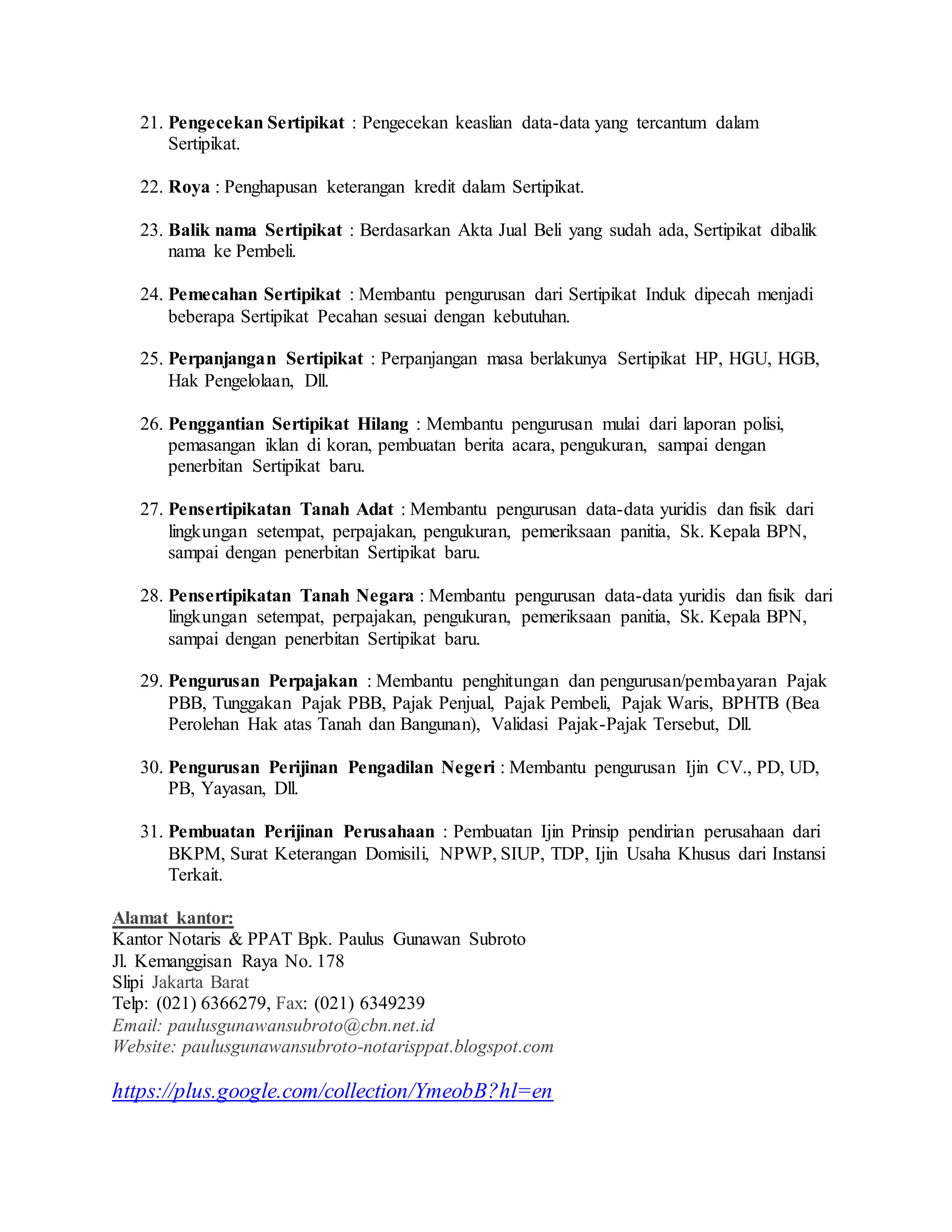 Paulus Gunawan Subroto - Notaris & PPAT | DOCX