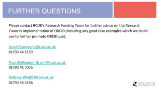 RCUK ORCID update | PPTX | Technology & Computing