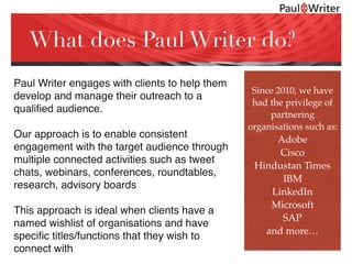 Paul Writer Overview | PDF | Business | Business and Finance