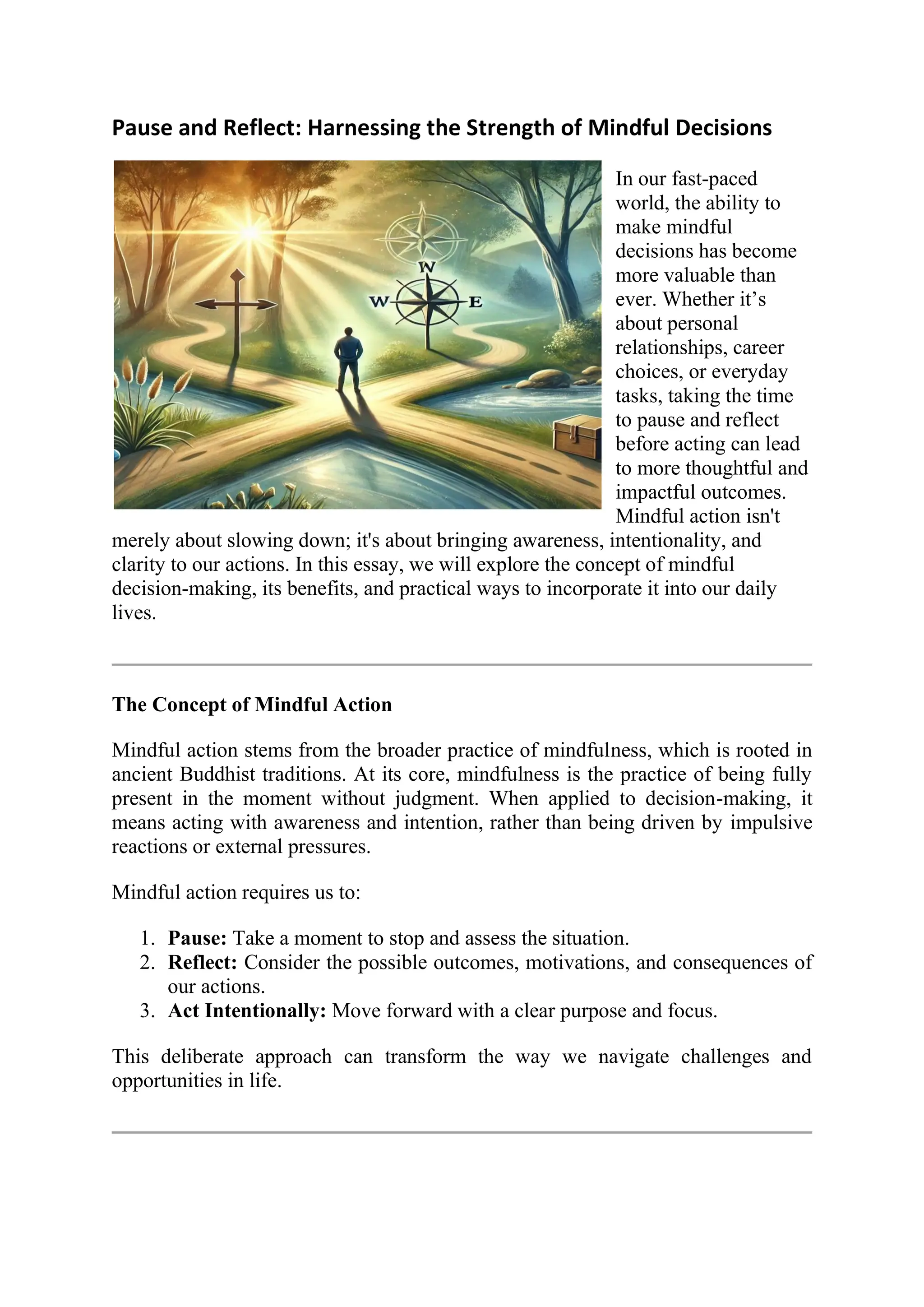 Harnessing the Strength of Mindful Decisions | PDF