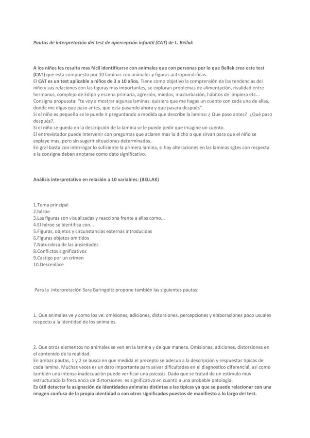 Pautas de interpretación del test de apercepción infantil | ODT ...