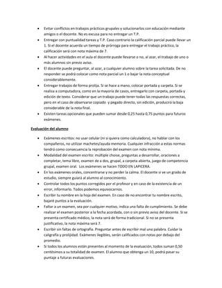 Pautas de trabajo en clase | DOCX