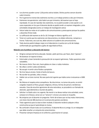 Pautas de trabajo en clase | DOCX