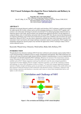 Paut based techniques developed for power industries and refinery in ...