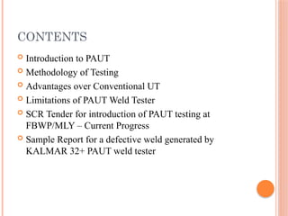 Phased array ultrasonic testing of flash Butt welds | PPTX
