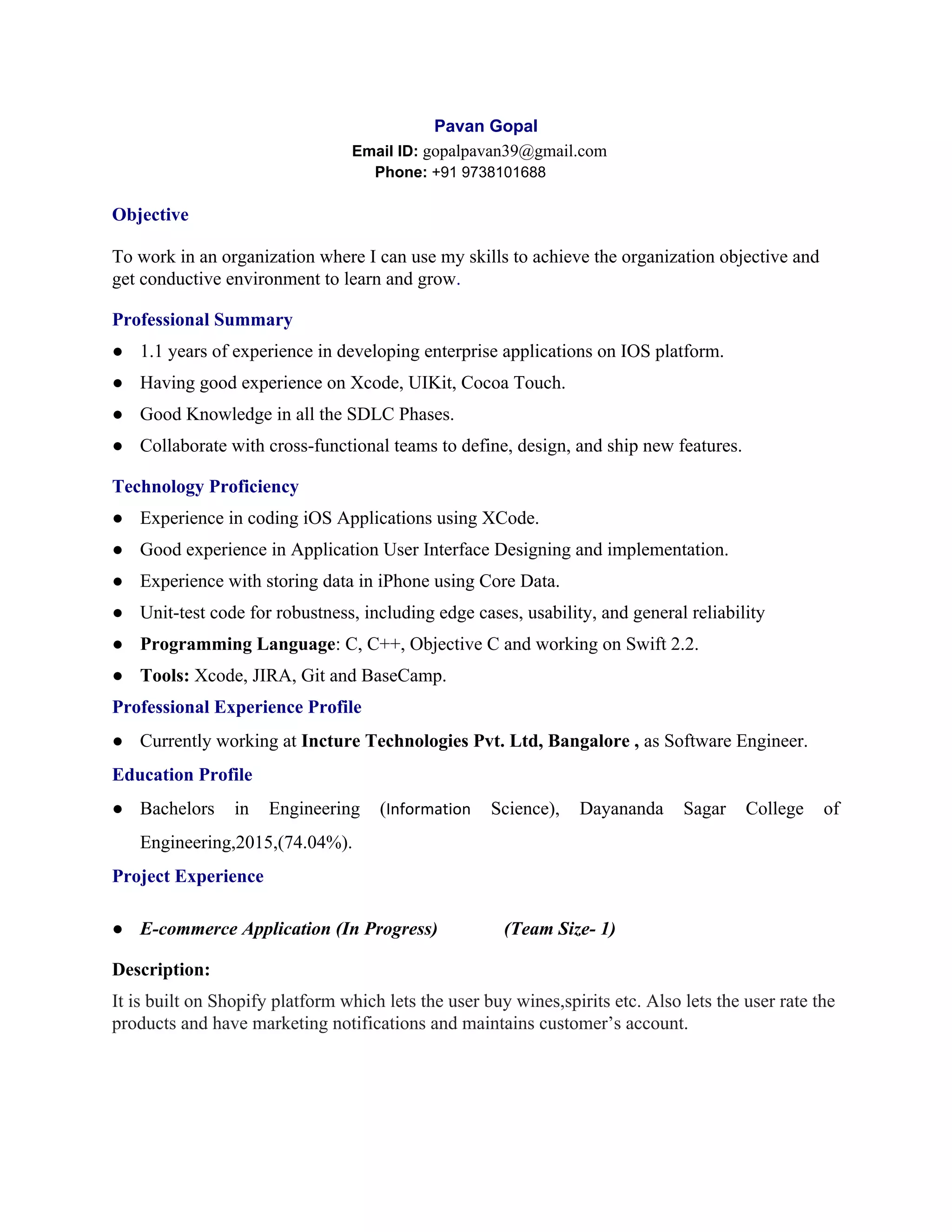 Pavan gopal ios_developer_resume | PDF