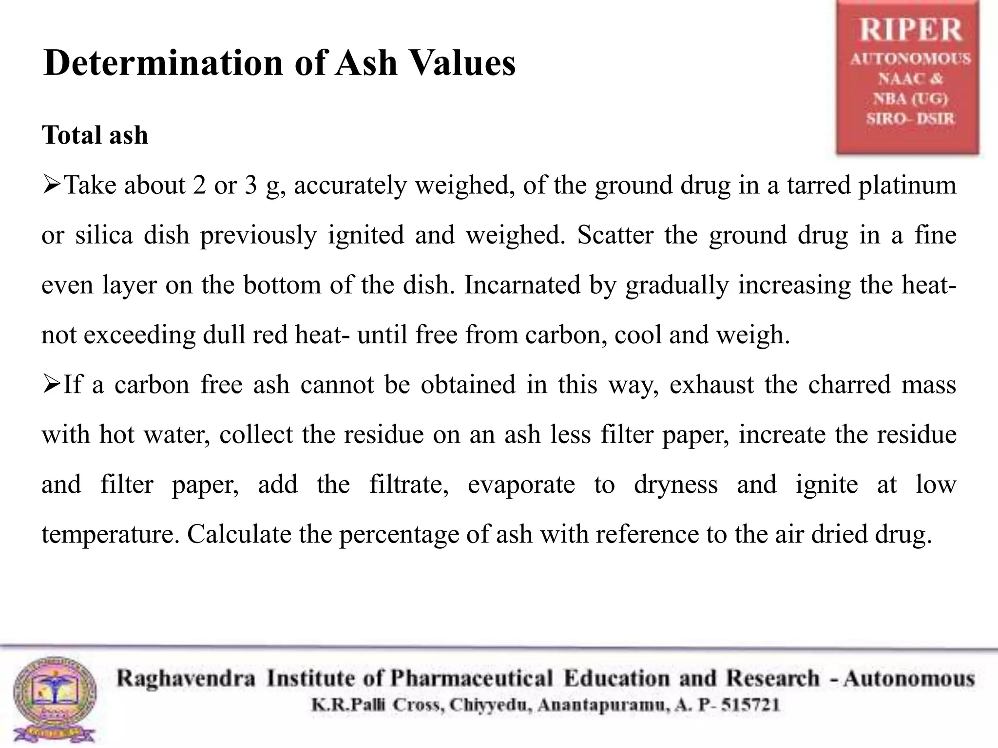 Study of Quality of Raw Materials and General methods of analysis of ...