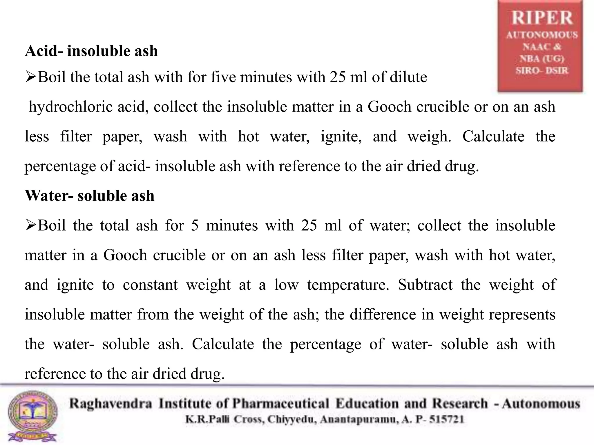 Study of Quality of Raw Materials and General methods of analysis of ...