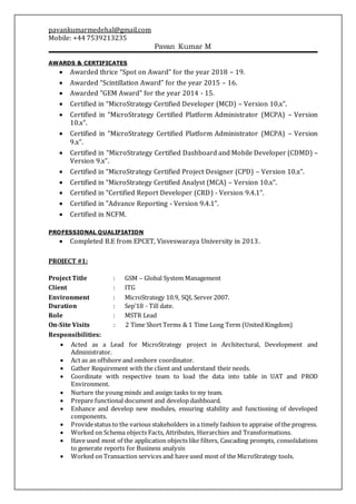 Pavan Kumar M - MicroStrategy Architect and Developer | PDF