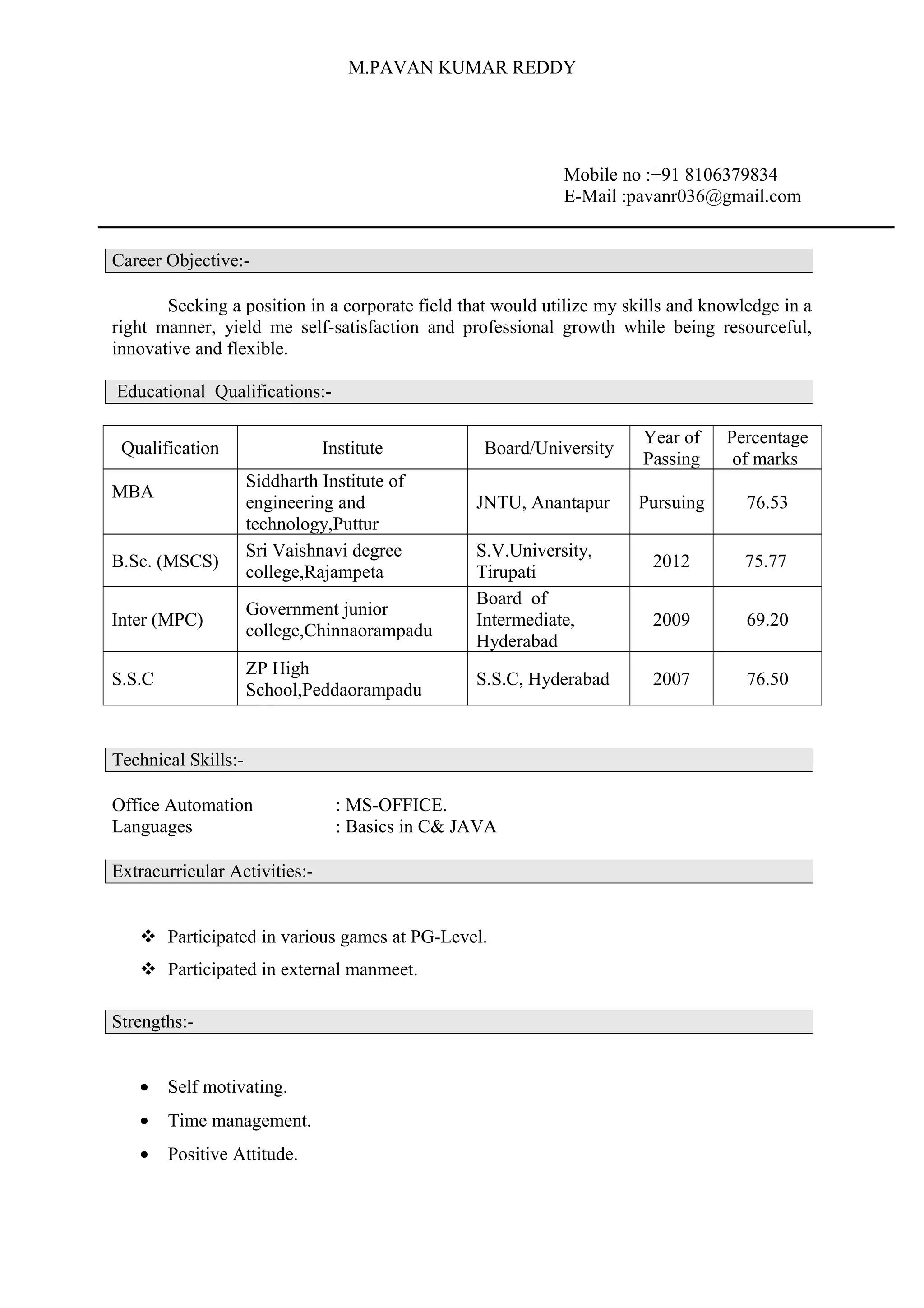 Pavan resume | PDF
