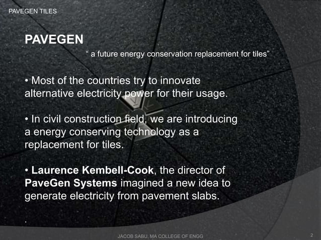 Pavegen | PPTX | Power and Energy Industry | Industries