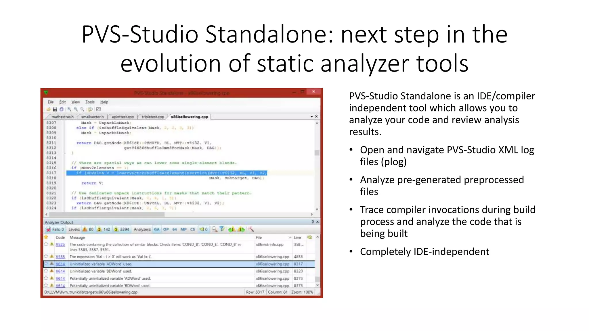 PVS-Studio static analyzer: advanced features | PPTX