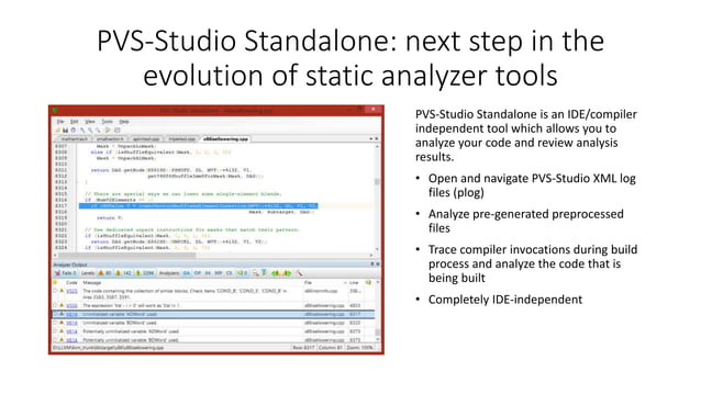 PVS-Studio static analyzer: advanced features | PPTX