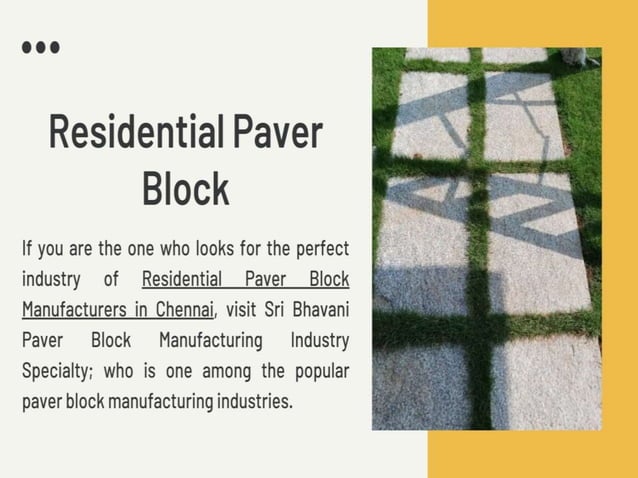 Paver Block Manufacturers In Chennai - Residential Paver.pptx