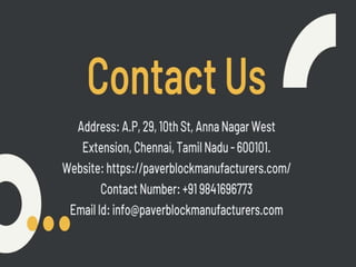Paver Block Manufacturers In Chennai - Residential Paver.pptx